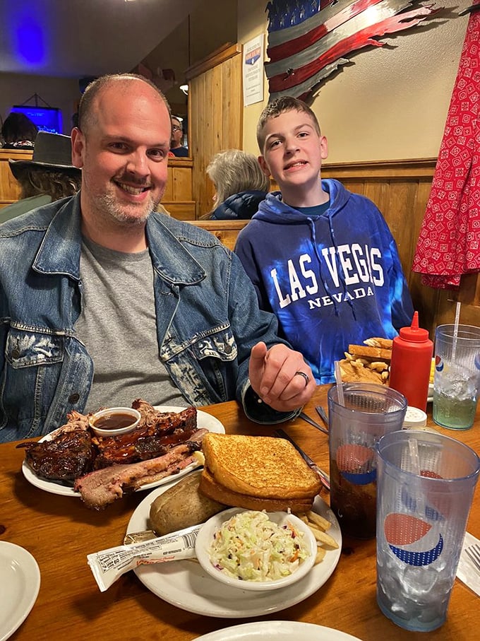 Family, food, and finger-licking good times. This is what happiness looks like, folks &ndash; with a side of coleslaw, of course.