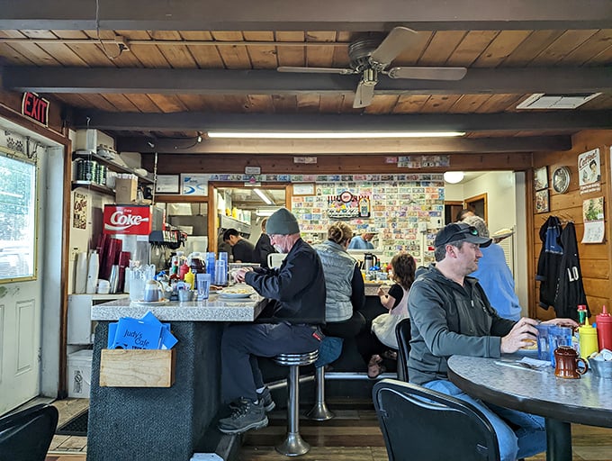 Where strangers become friends over steaming plates of goodness. This diner scene is pure Americana with an Alaskan twist.