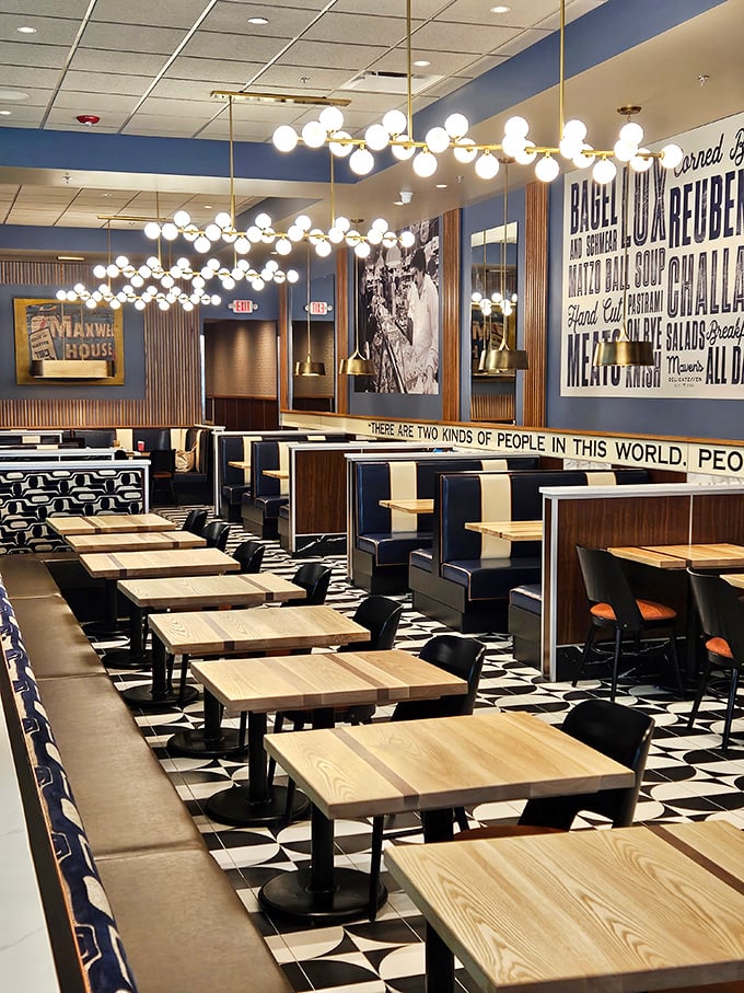 Dine in retro-modern style! Maven's dining area is where 'Mad Men' meets 'Master Chef', creating the perfect backdrop for your deli feast.