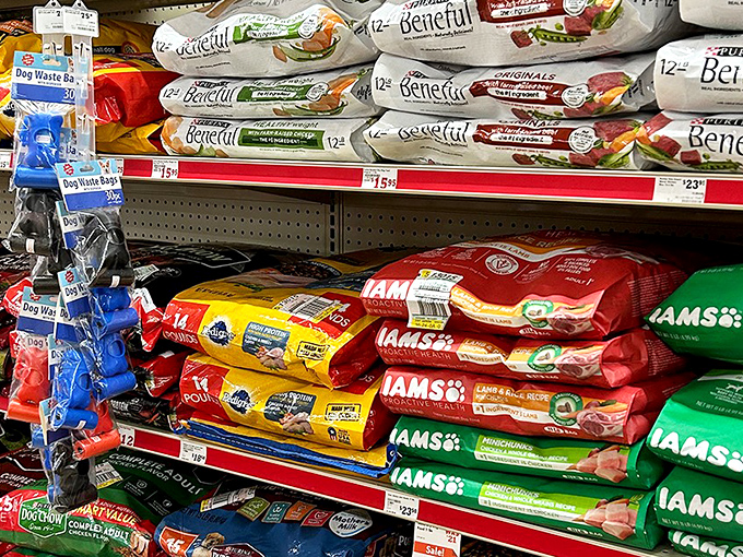Pet food paradise where Fido and Fluffy's favorites line up like soldiers. Beneful, Iams, and more at prices that won't have you howling.