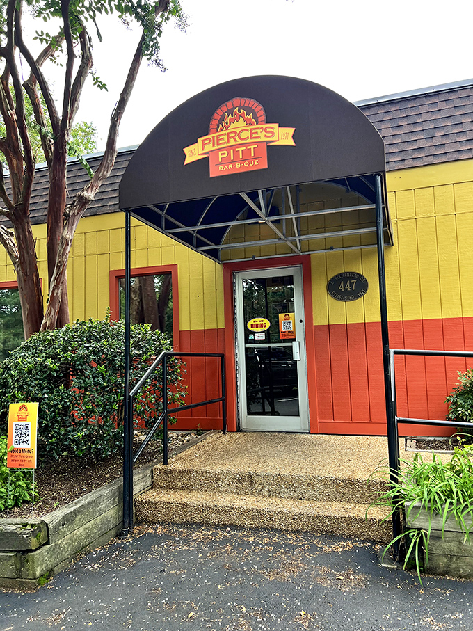 The gateway to gastronomic bliss! Pierce's entrance is like the pearly gates for barbecue lovers &ndash; heaven awaits inside.