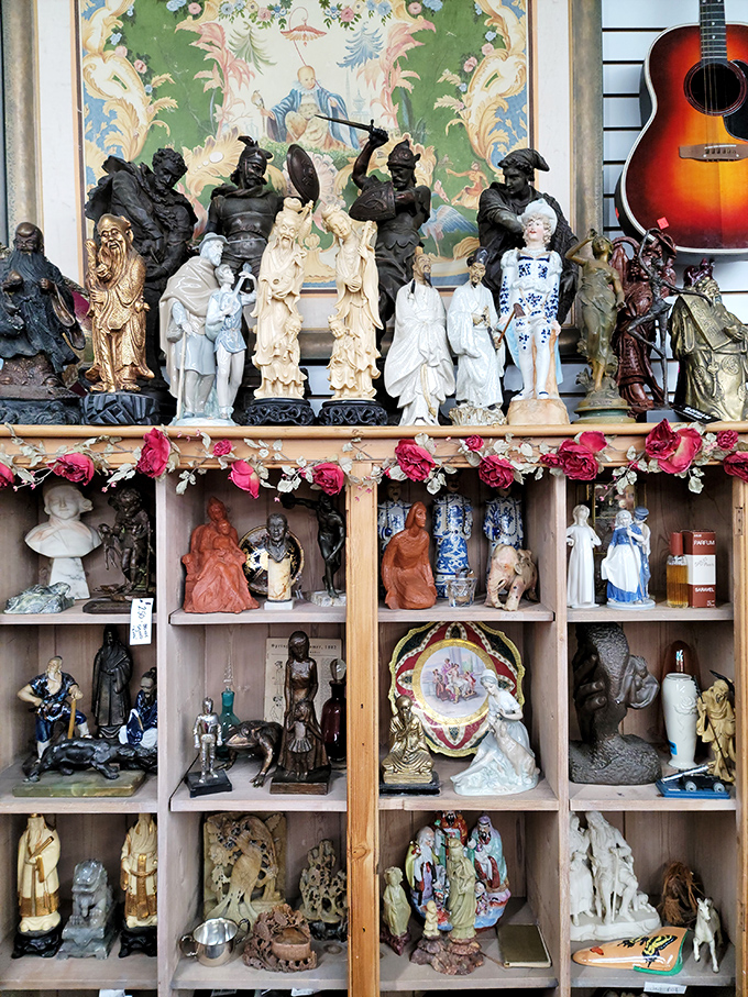It's a small world after all! This menagerie of figurines is like a UN assembly of tchotchkes from every corner of the globe.