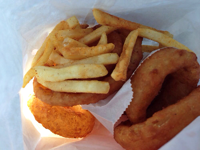 The dynamic duo of side dishes. These fries and rings are like Batman and Robin, but edible.