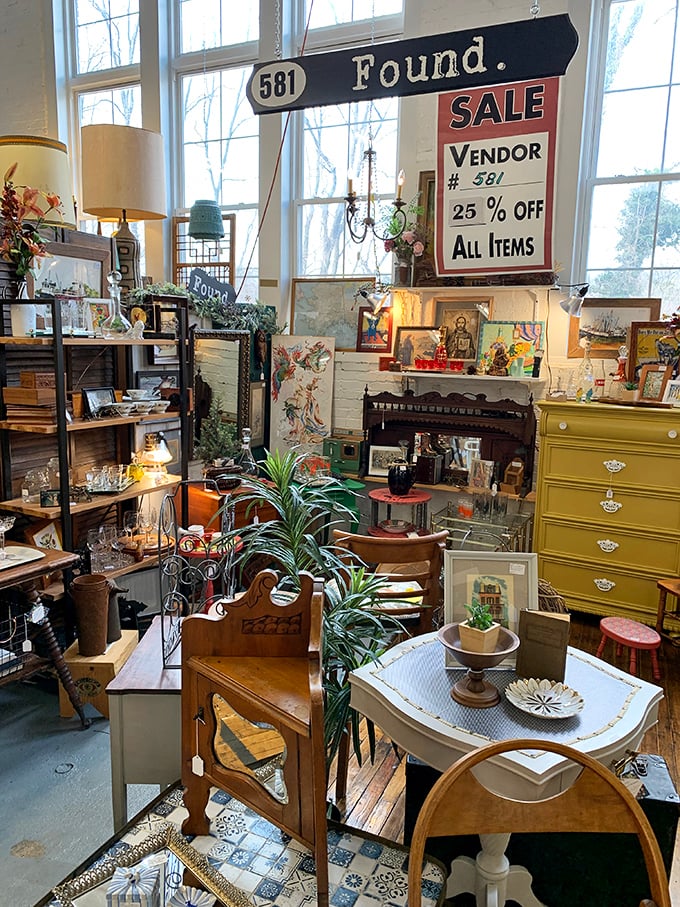 "Main Floor Antiques, Downstairs Any Era" - sounds like a time-traveling department store. Where's the flux capacitor section?