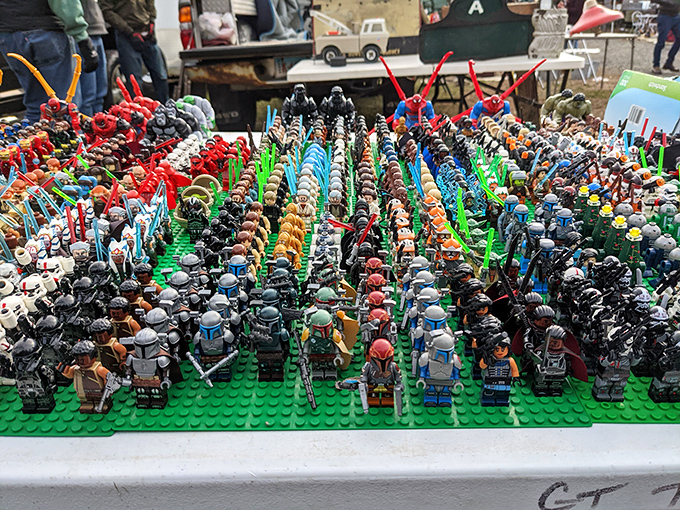 A miniature army stands at attention! These LEGO warriors are ready to defend your desk from the dreaded invasion of TPS reports.