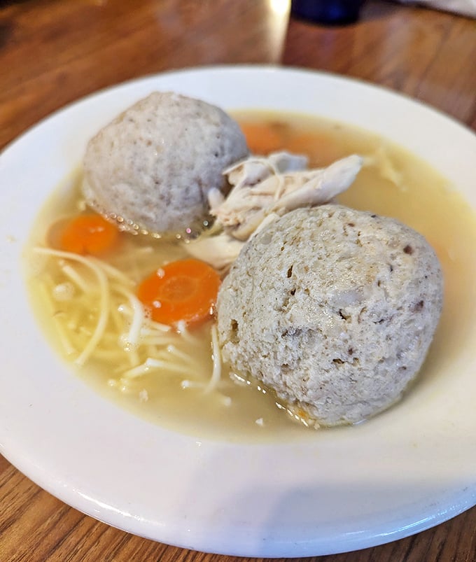 Matzah balls floating in a sea of golden broth &ndash; it's chicken soup for the soul, and the stomach!