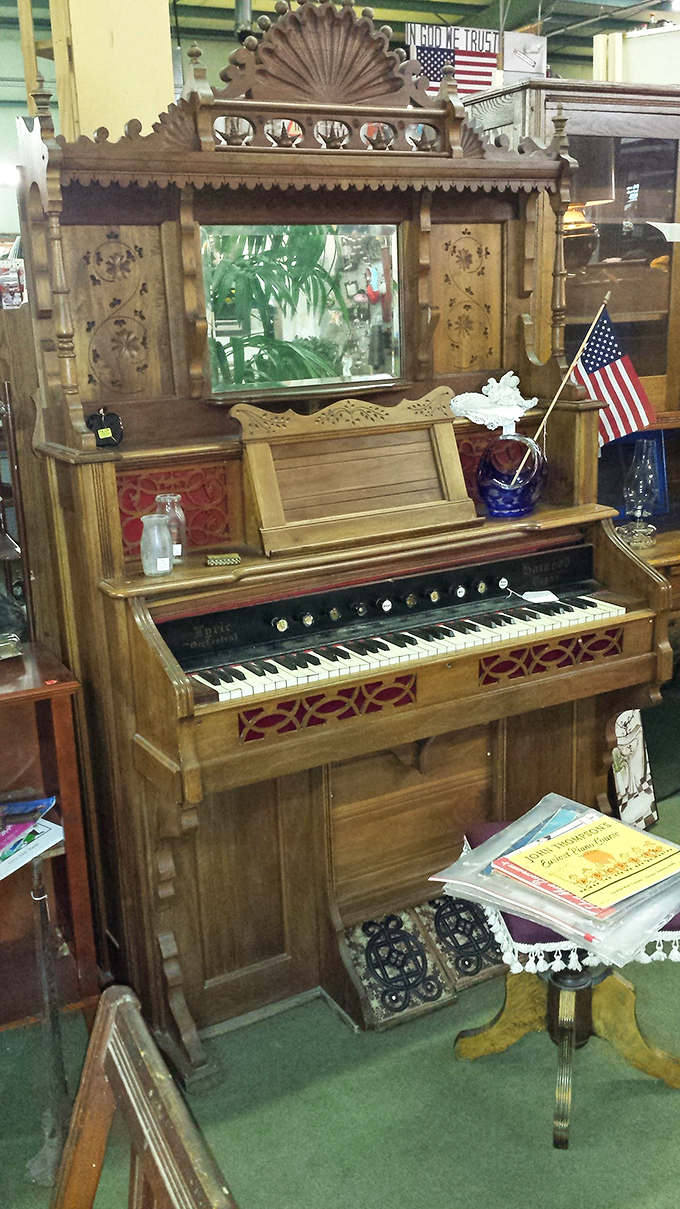 Keys to the past! This ornate piano isn't just an instrument; it's a time machine ready to transport you to parlors of yesteryear with every melodious note.