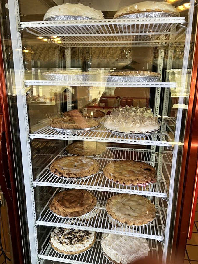 Pie paradise found! This display case is a sweet tooth's dream come true &ndash; resistance is futile.