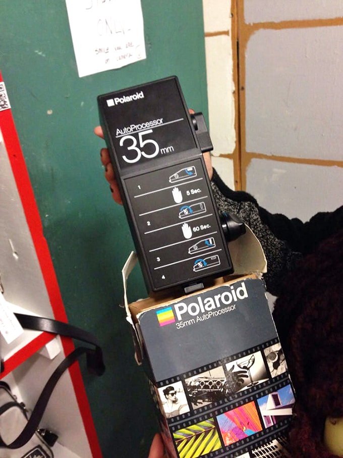 The Polaroid processor—instant gratification before the digital age, when you had to shake it like a Polaroid picture, as OutKast would say.