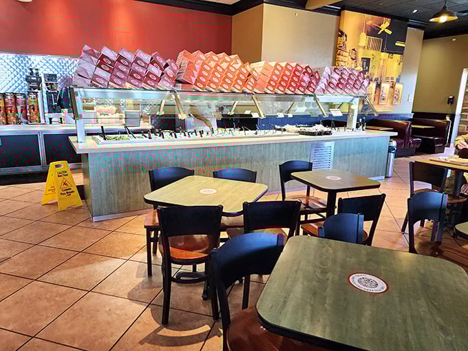 Salad bar or veggie wonderland? Load up your plate and pretend you're on a health kick.