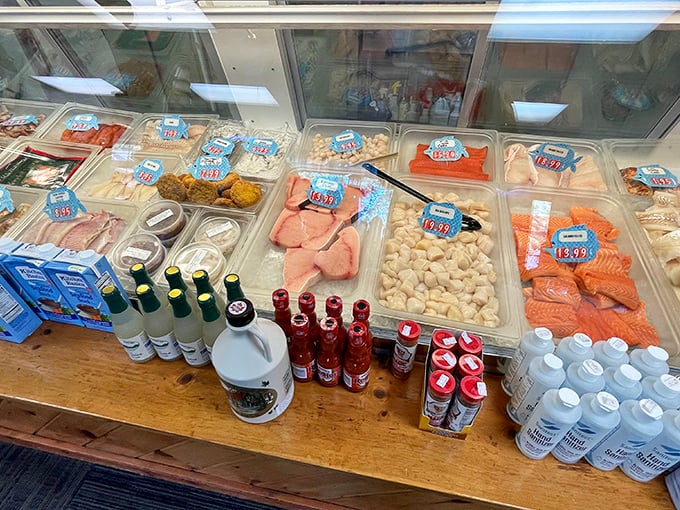 A seafood lover's dream come true. It's like Neptune's personal grocery store, minus the trident-wielding cashier.