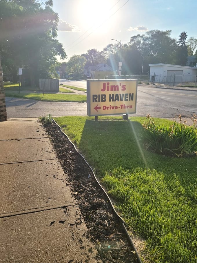 Follow the signs to flavor paradise! Jim's drive-thru is proof that good things come to those who don't want to leave their car.