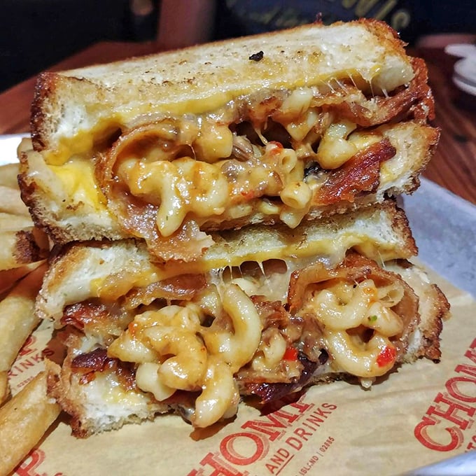 Meet the Beefy Mac Patty Melt &ndash; a sandwich so cheesy, it could star in its own rom-com. It's comfort food that gives you a warm hug from the inside.