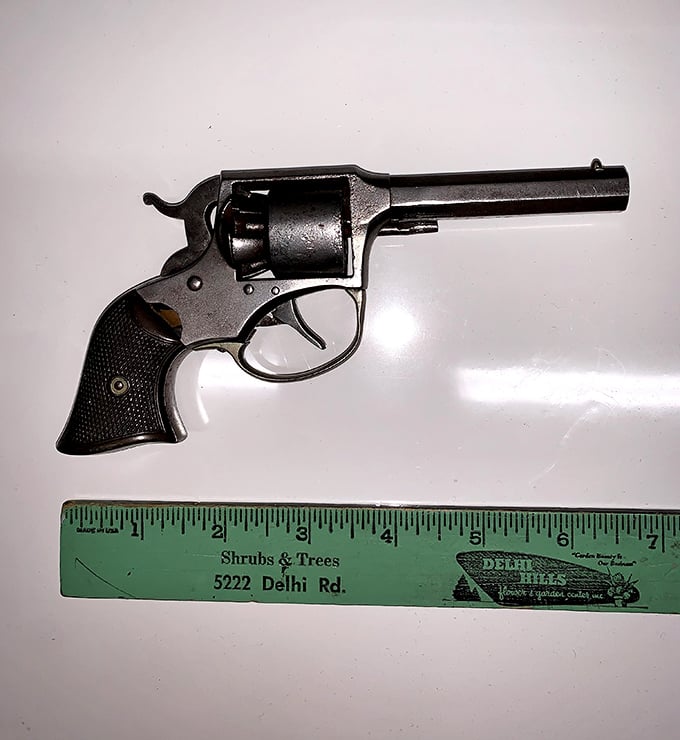 This isn't your average show-and-tell item. This vintage firearm might have stories to tell, but let's keep it as a conversation piece, shall we?