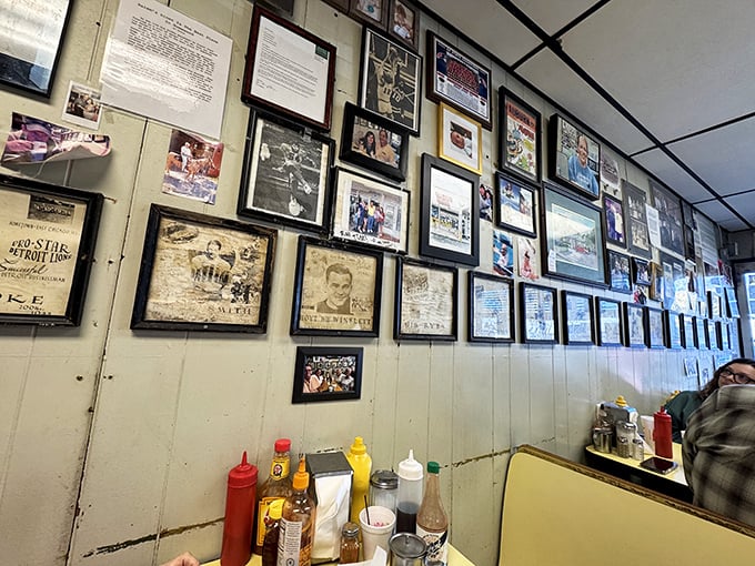 A wall of memories that tells more stories than your grandpa after his third cup of coffee. Each photo is a chapter in Salem's history.