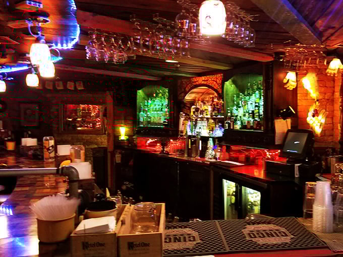 The bar: where cocktails meet time travel. Sip on a concoction that spans eras while surrounded by twinkling lights.