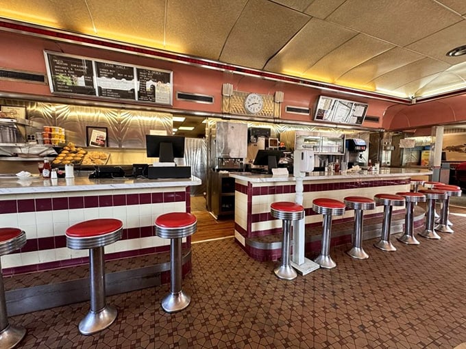 Pull up a stool at the counter and watch short-order magic happen. It's dinner and a show, diner-style!