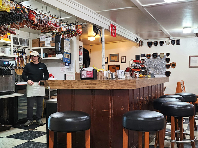 Pull up a stool and prepare for flavor! This classic bar setup promises cold drinks and warm conversations.