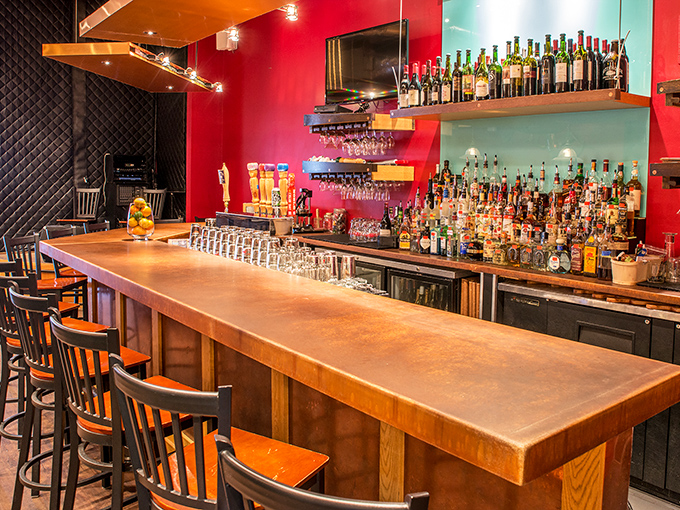 Pull up a chair and stay awhile! This inviting bar is like the popular kid's table - everyone wants a spot to sip, savor, and socialize.