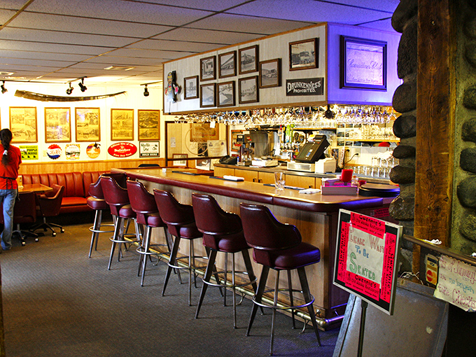 The bar area feels like Alaska's living room&mdash;where stories get taller and fishing measurements more generous with each visit.