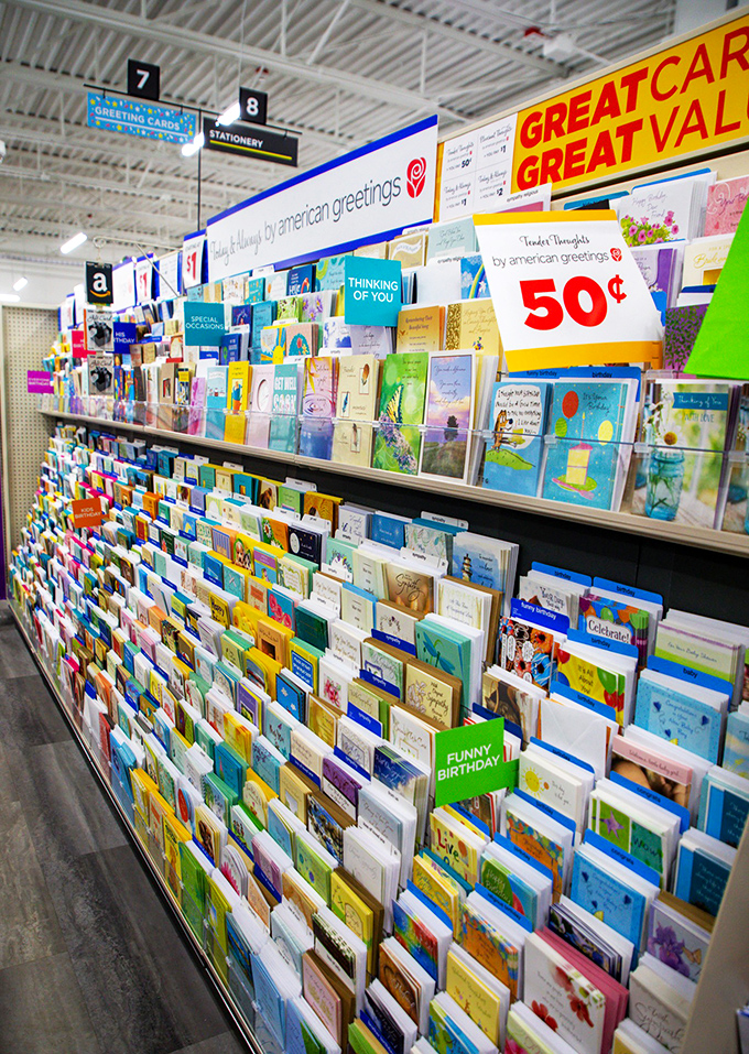 Greeting card heaven where fifty cents buys you the perfect words for every occasion from "Congratulations" to "Sorry I forgot your birthday."