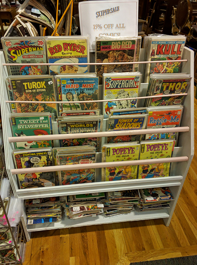 Holy collectibles! These vintage comics are a superhero's treasure trove. From Superman to Thor, it's a flashback to simpler times when capes were cool.