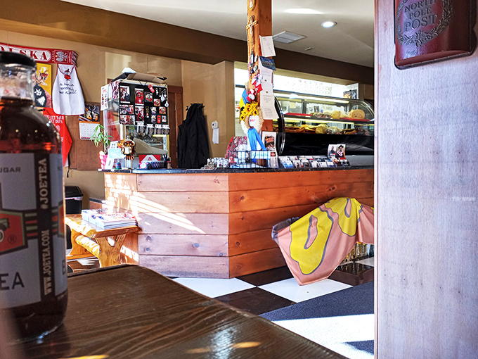 The wooden counter tells stories of countless orders and happy customers. Like a bar without the hangover, it's where pierogi dreams begin their journey.