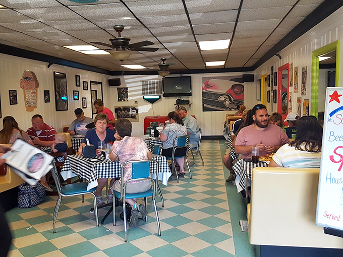 Where everybody knows your name &ndash; or will by dessert! The Pink Cadillac's dining room is buzzing with the happy hum of satisfied customers.