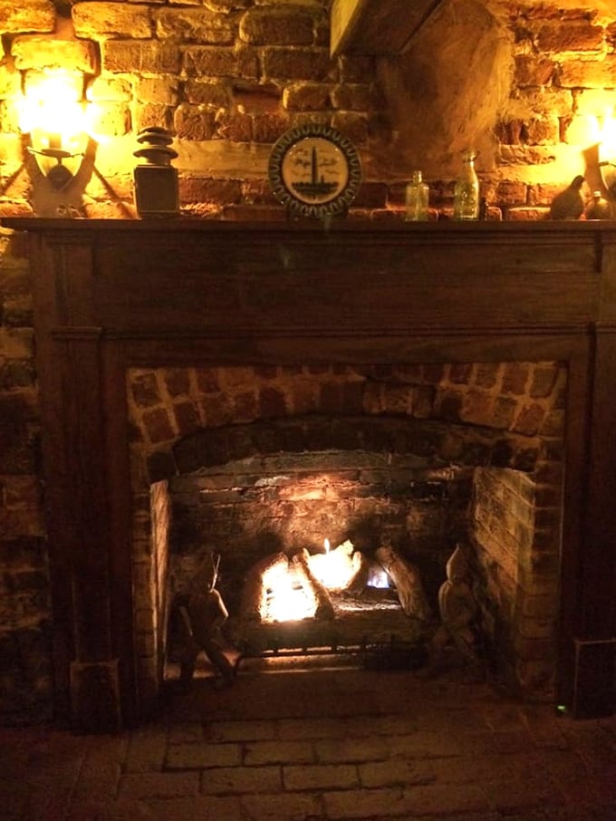 Who needs a time machine when you have a fireplace like this? It's practically begging for ghost stories and hot toddies.