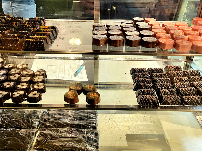 Welcome to pastry paradise! This display case is like an art gallery where you're encouraged to eat the exhibits.