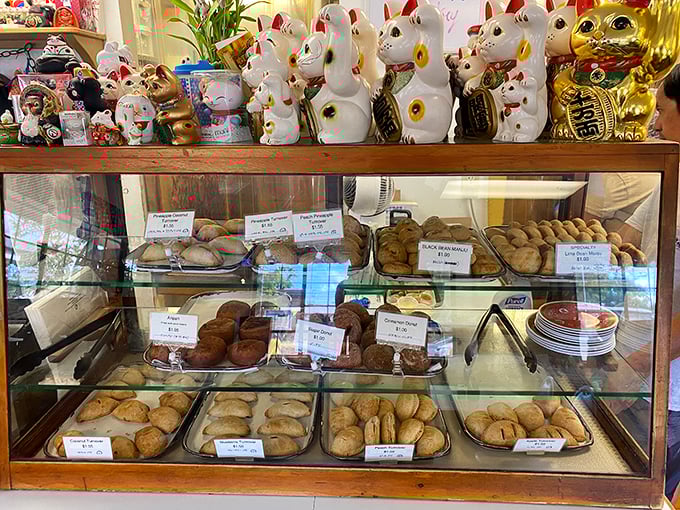 The manju display case, guarded by lucky cats, is Hawaii's version of Willy Wonka's factory&mdash;each pastry promising a different adventure in sweetness.