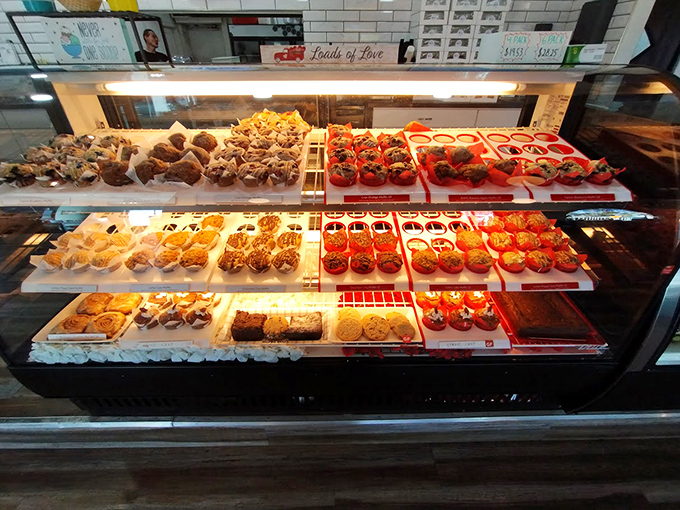 Feast your eyes on this bakery case of wonders! It's like Willy Wonka opened a deli, and we're all Charlie Bucket.