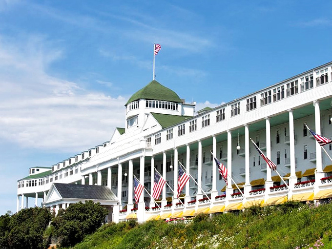 The Grand Hotel: where "grand" isn't just a name, it's a lifestyle. That porch is longer than some people's commutes.
