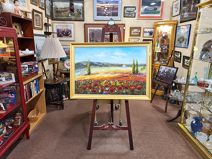 Who needs a window when you've got this view? This painting brings the outdoors in, minus the allergies.