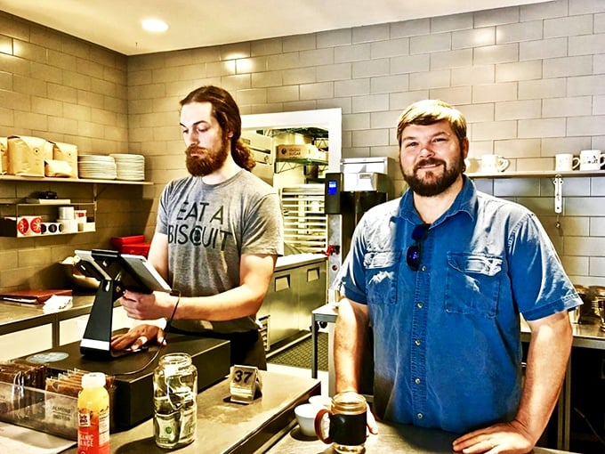 The biscuit whisperers at work! These culinary maestros are the unsung heroes behind your soon-to-be favorite comfort food coma.