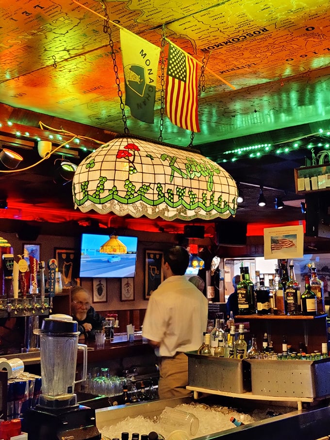 The ceiling's a map, the lamp's a masterpiece, and the bartender's pouring liquid gold. It's not Hogwarts, it's just another magical night at Kelly's.