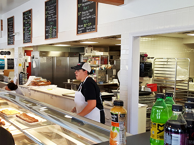 Behind the counter magic! Where flour and sugar transform into edible works of art.