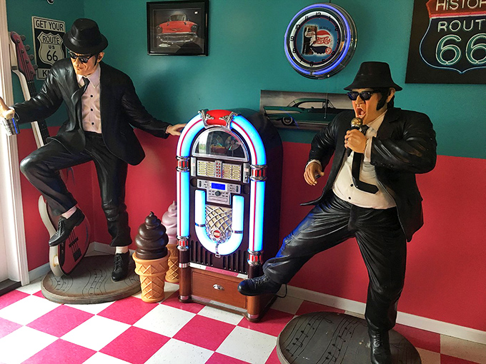 The Blues Brothers meet Route 66! These cool cats are ready to shake, rattle, and roll you back to the fabulous fifties.