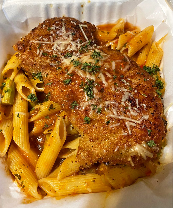 Chicken Parmesan that could make an Italian nonna weep with joy. It's a slice of comfort food paradise.