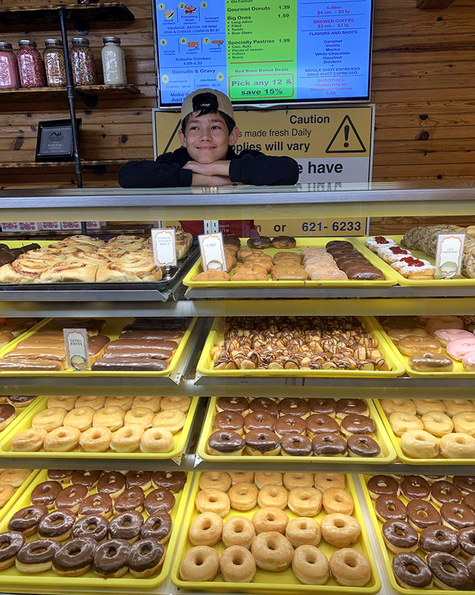 A donut display case that belongs in the Louvre&mdash;each tray a masterpiece, each shelf a different chapter in the story of breakfast joy.