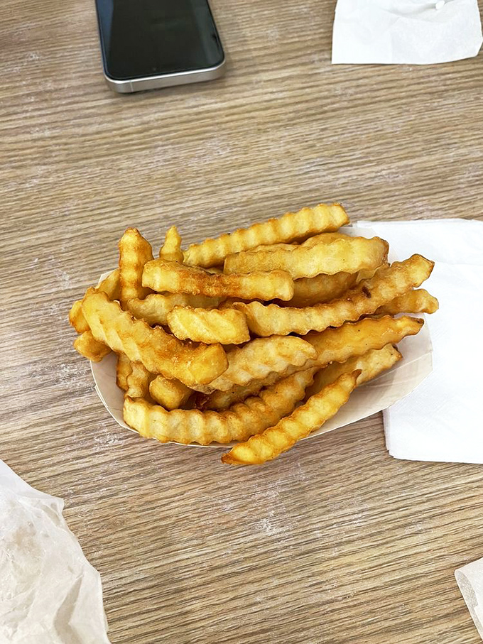 Fries that could make a Frenchman weep with joy. Crispy on the outside, fluffy on the inside - it's like a potato spa day for your mouth!