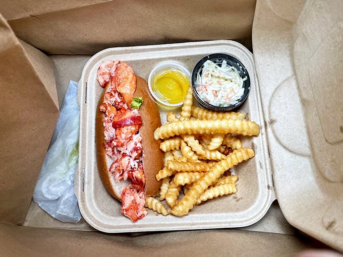 The crown jewel of Maine! This lobster roll is so packed with succulent meat, it's practically doing the wave as you pick it up.