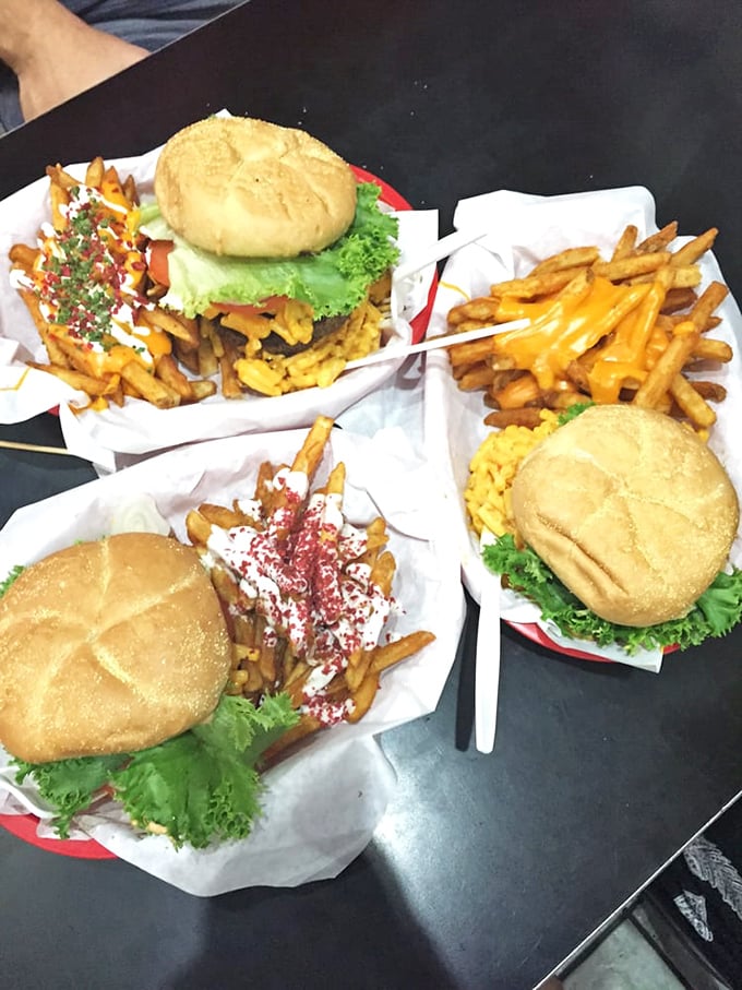 Mac attack! These burgers are having a cheesy love affair with mac and cheese, creating a match made in comfort food heaven.