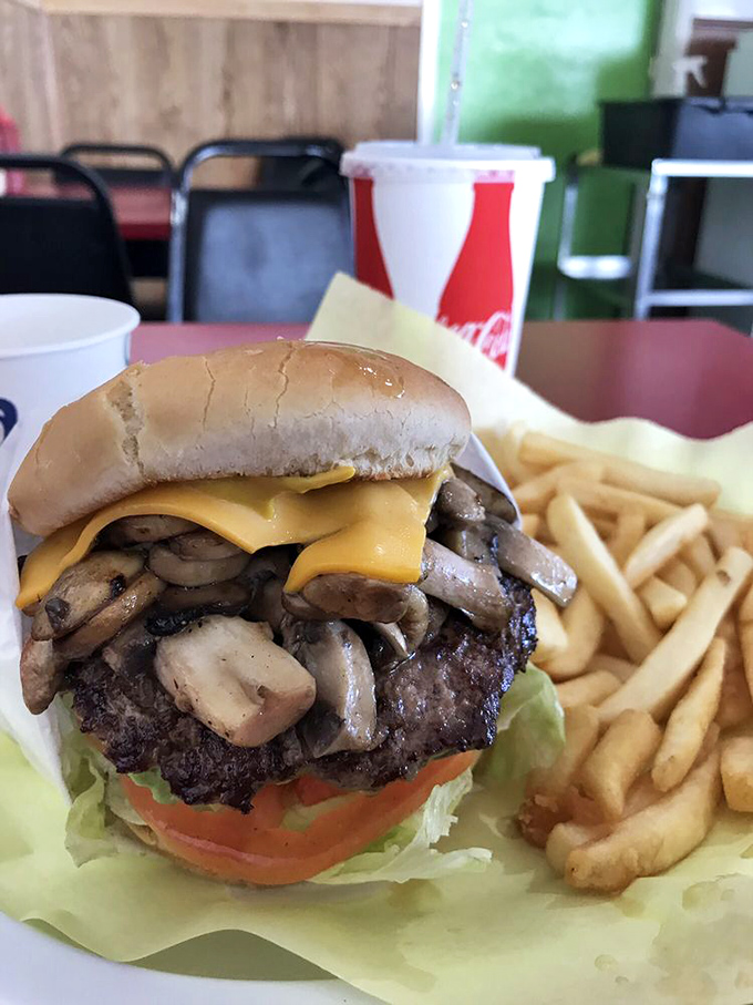 Mushroom for improvement? Not here! This fungi-topped feast is a burger lover's dream come true.