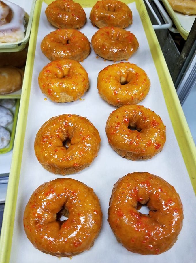 Citrus sensation! These orange-glazed doughnuts are like sunshine on a plate, brightening your day one bite at a time.