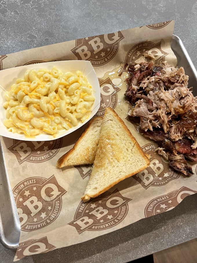 Mac and cheese so creamy, it should come with a warning label. Paired with pulled pork, it's a match made in comfort food heaven.