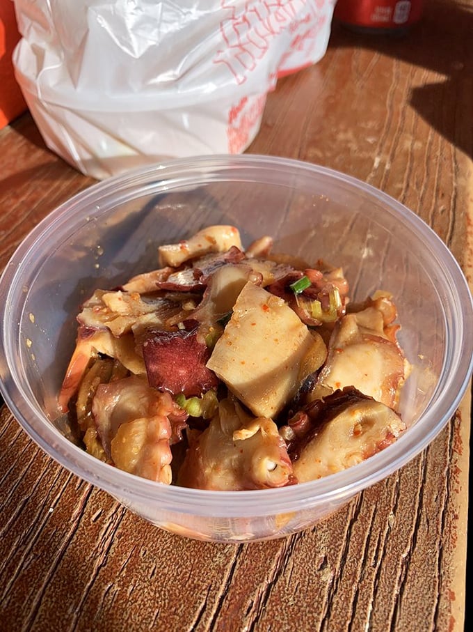 Tentacle-licking good! This shoyu tako to-go is proof that great things come in small packages &ndash; and with plenty of arms.