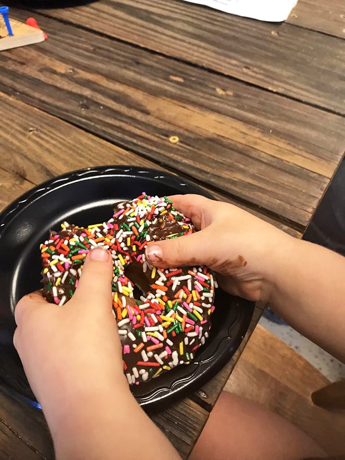 Sprinkles: the confetti of the food world. This donut is ready to party, and your mouth is invited.
