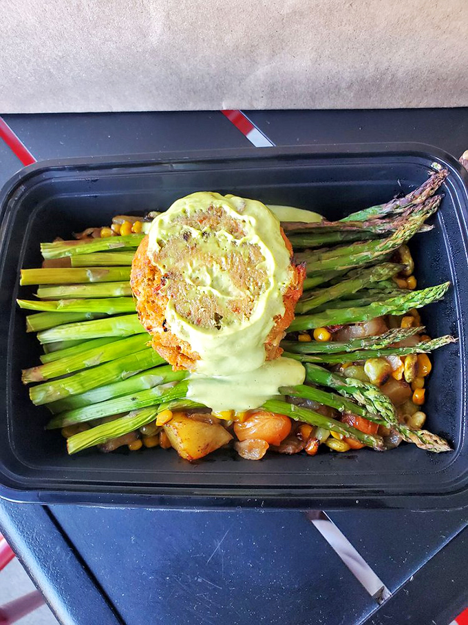 Not-crab cake that respects both Maryland tradition and ocean dwellers while still delivering that Old Bay satisfaction we all crave.