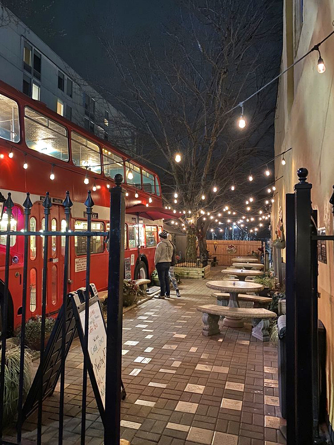 Night or day, this double-decker delight keeps the good times rolling. It's like a 24/7 British invasion, but with better coffee.